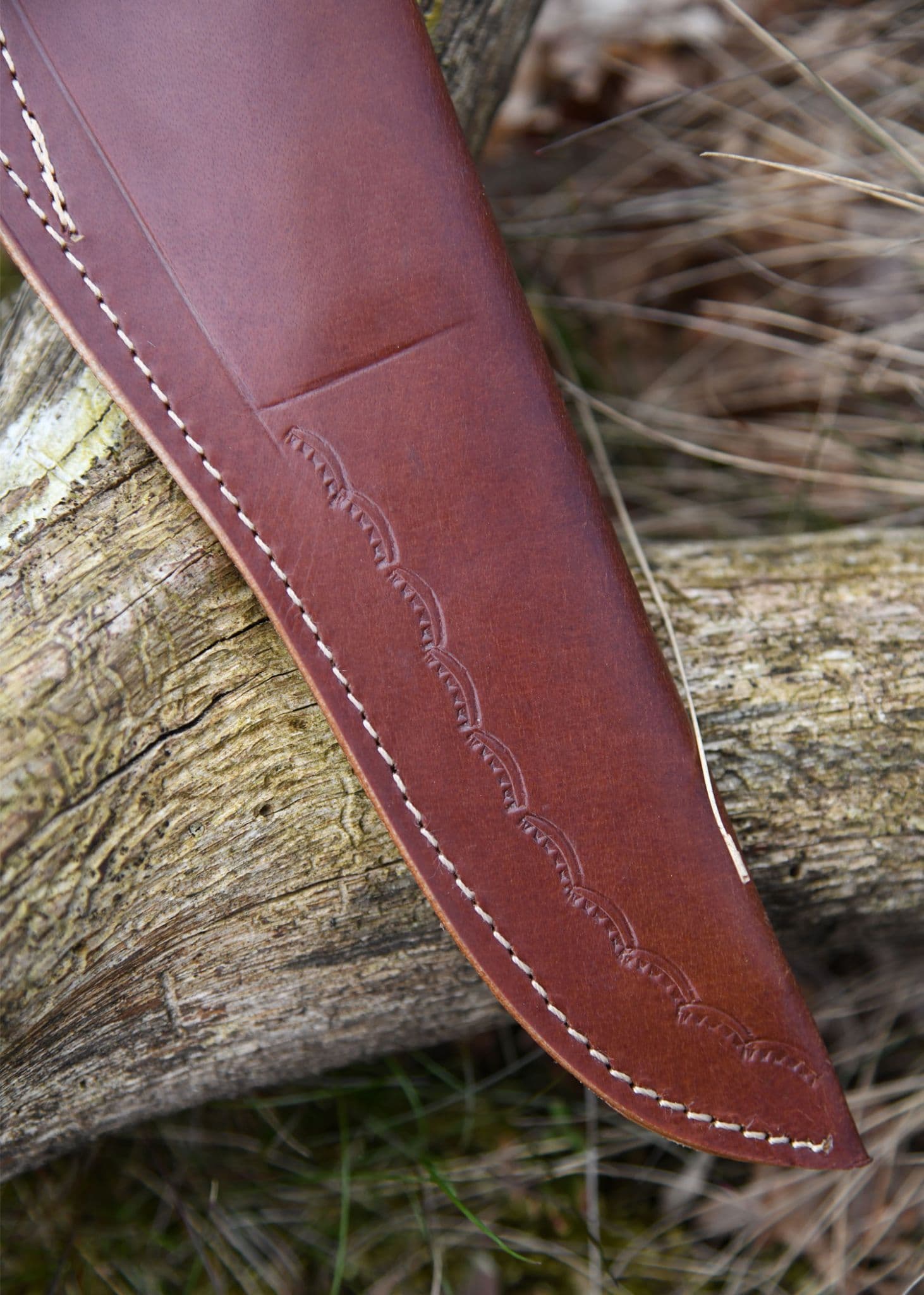 Utility Knife Bone Handle and Leather Sheath Damascus Steel