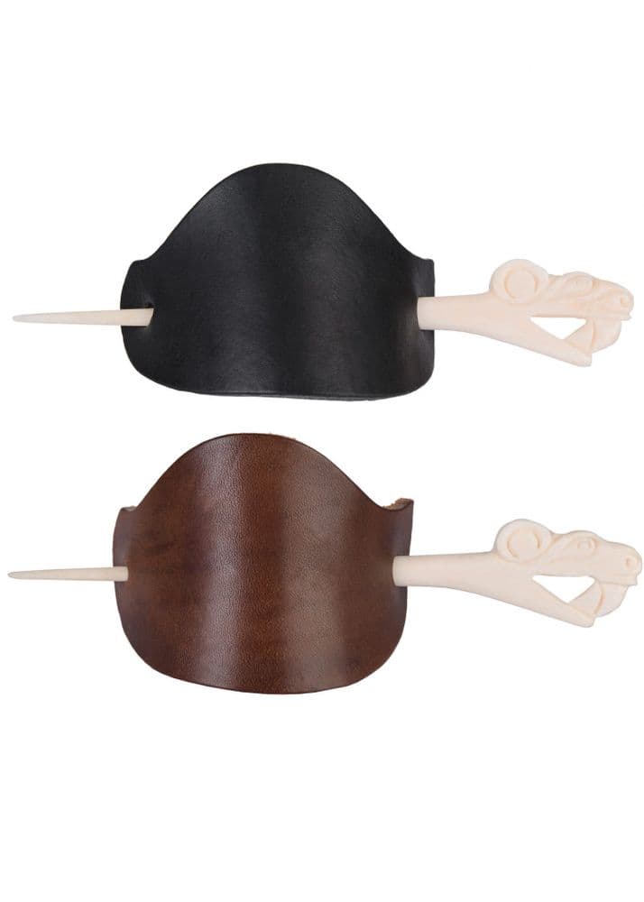Viking Leather Barrette and Bone Pin