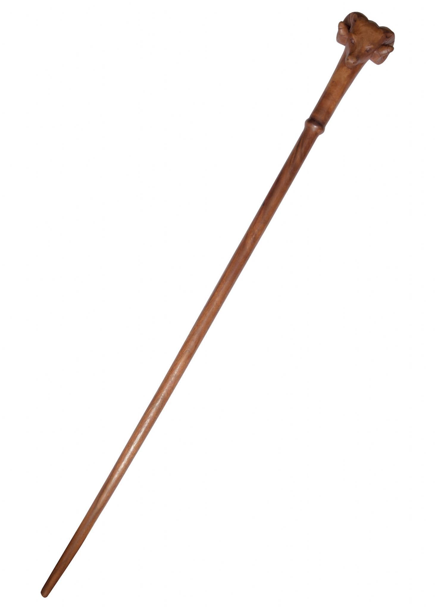 Wooden Ram s Head Walking Stick