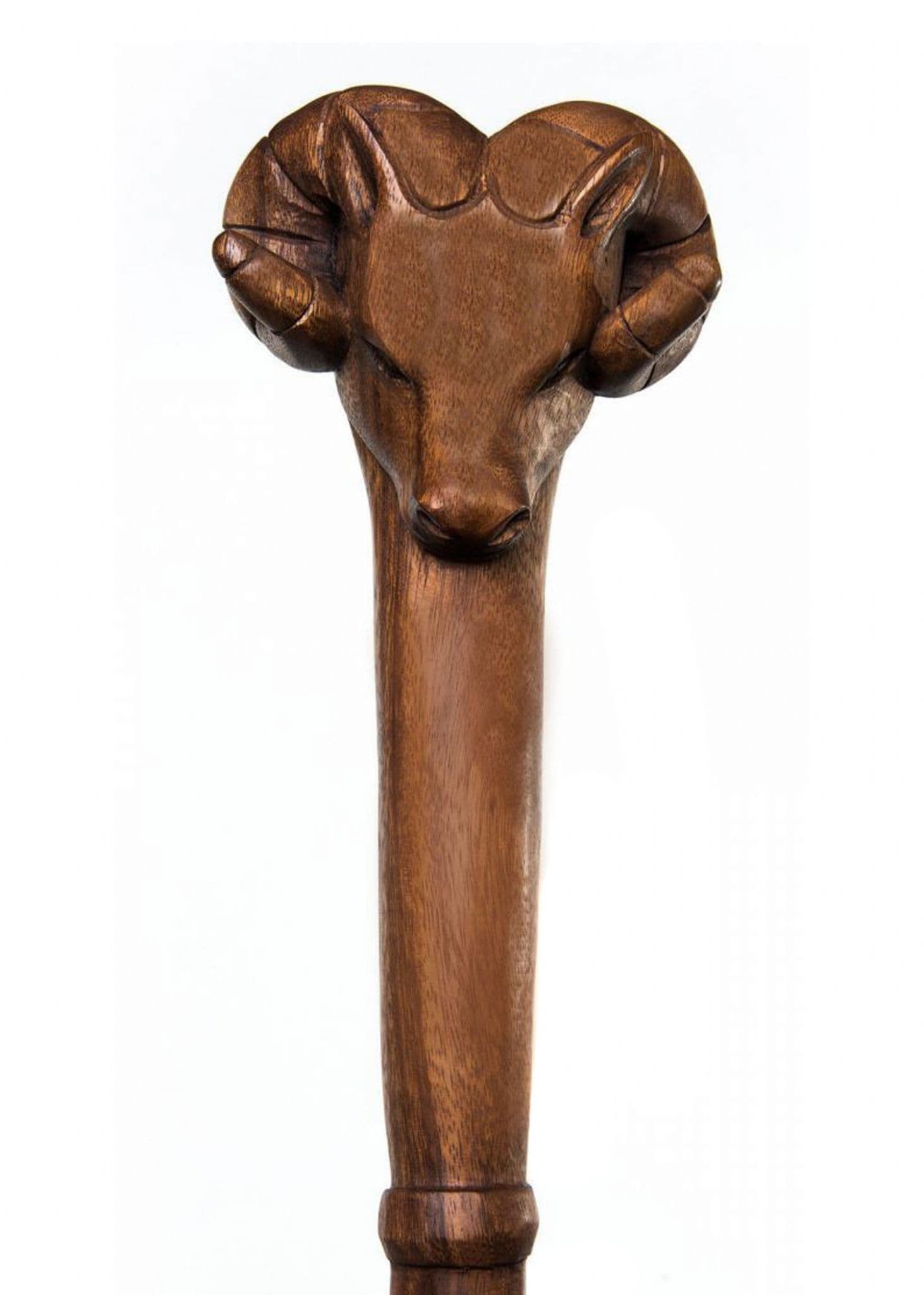 Wooden Ram s Head Walking Stick