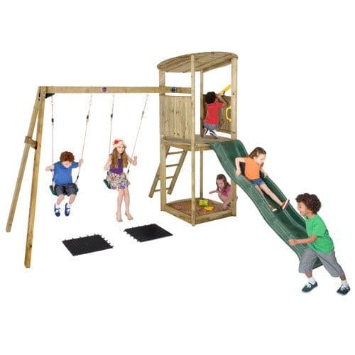 Timber Outdoor Kids Swing Set and Tower Slide