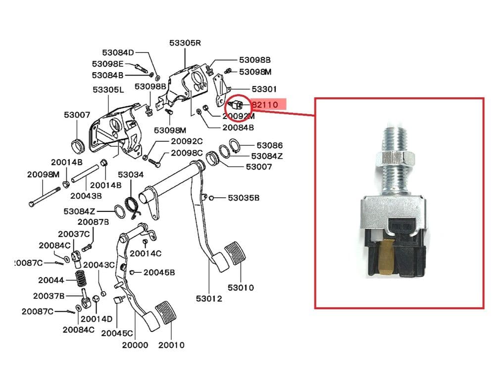 For Mitsubishi L200 K74 Pick Up 2 5Td Brake Light Switch 2 Pin ...