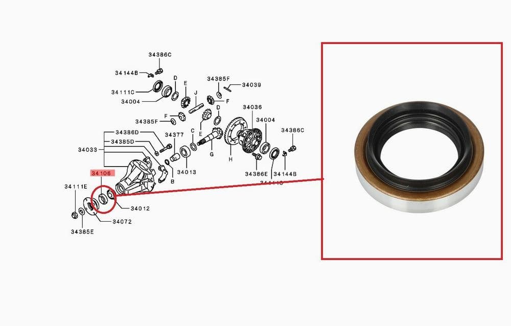 For Mitsubishi L200 Kl1T /Kl2T 2 4Did Rear Differential Pinion Oil Seal ...