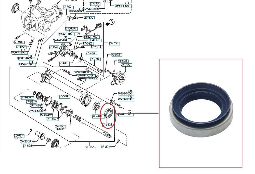 FORD RANGER ER61 2.5TD (2006+) FRONT DIFF EXTENSION TUBE OUTER SEAL L/H ...
