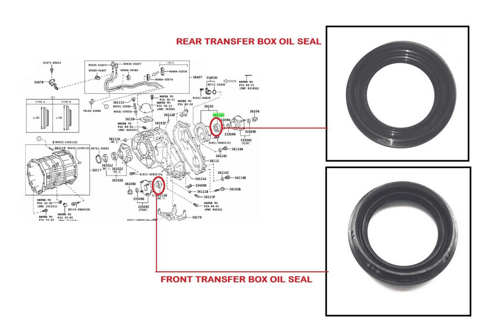 FRONT REAR TRANSFER BOX OIL SEAL FOR TOYOTA LAND CRUISER 3.0TD KZJ90 ...