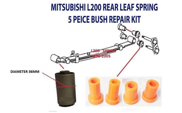 MITSUBISHI L200 K74 1996-2007 REAR LEAF SPRING SHACKLE HANGER BUSHES KIT