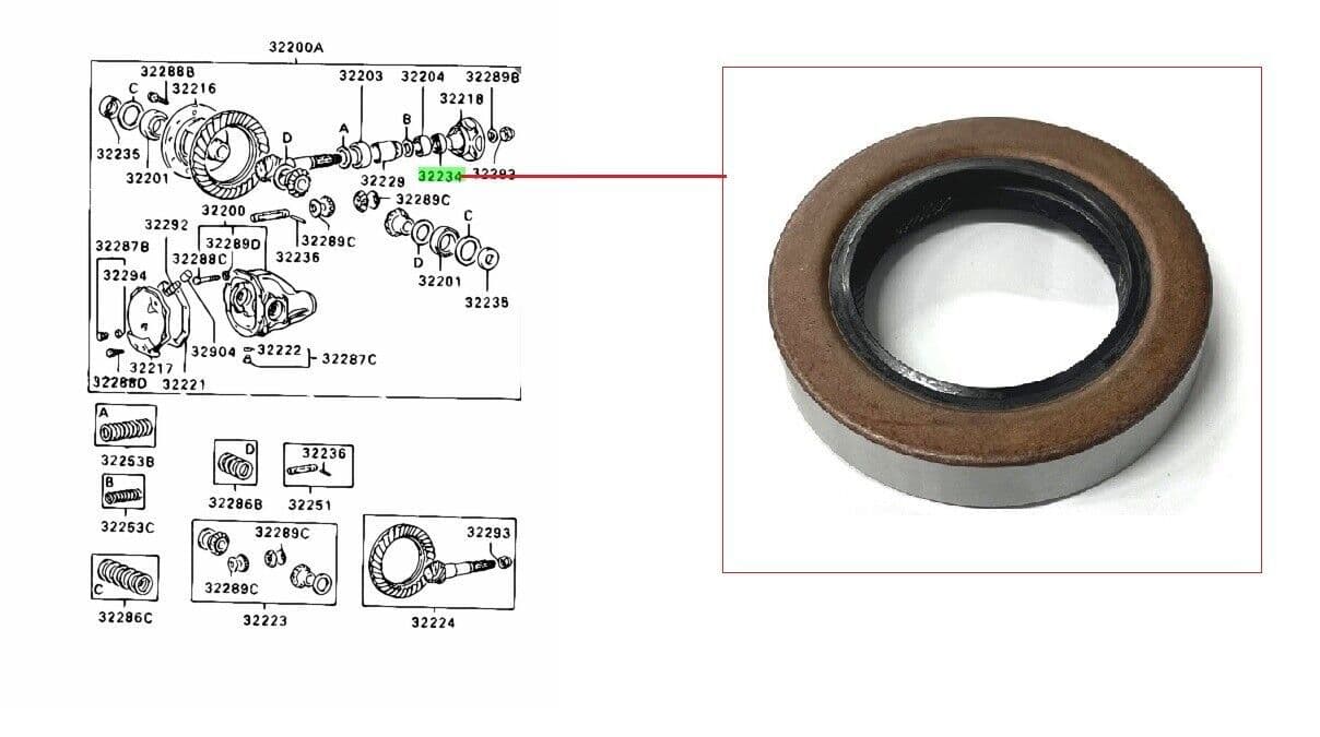 MITSUBISHI L200 2.5DID B40 (12/2005+) FRONT DIFFERENTIAL PINION SEAL ...