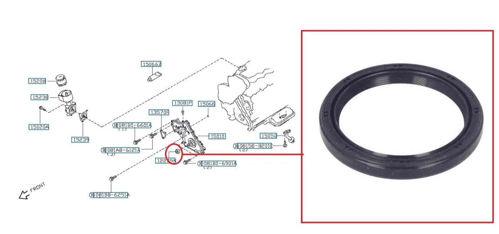 NISSAN NAVARA D22 / D40 YD25 2.5TD (11/2001 ON) FRONT CRANK SHAFT SEAL 50MM