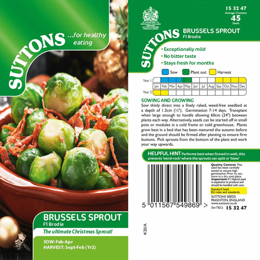 Suttons Brussels Sprout Seeds F1 Brodie