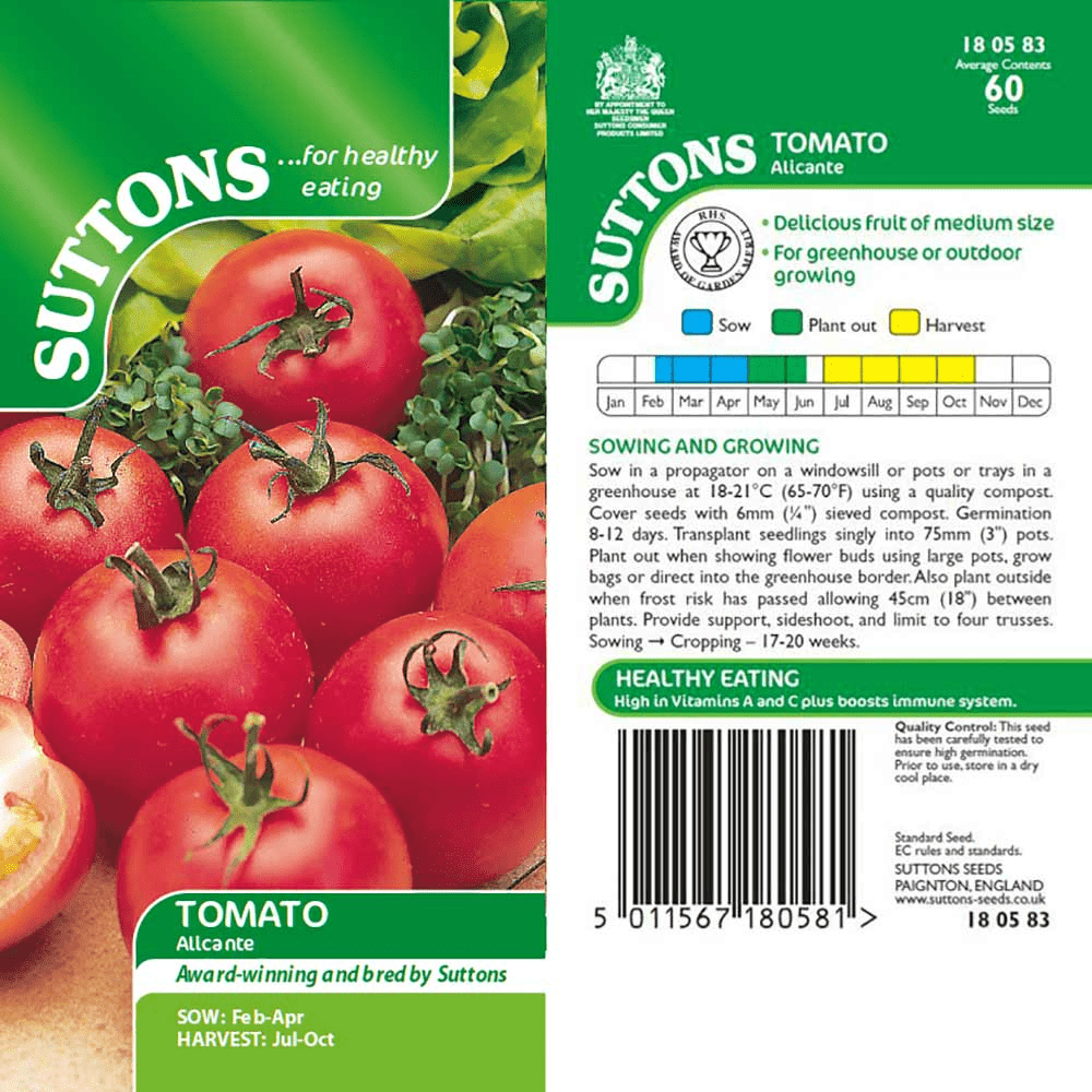 Suttons Tomato Seeds Alicante
