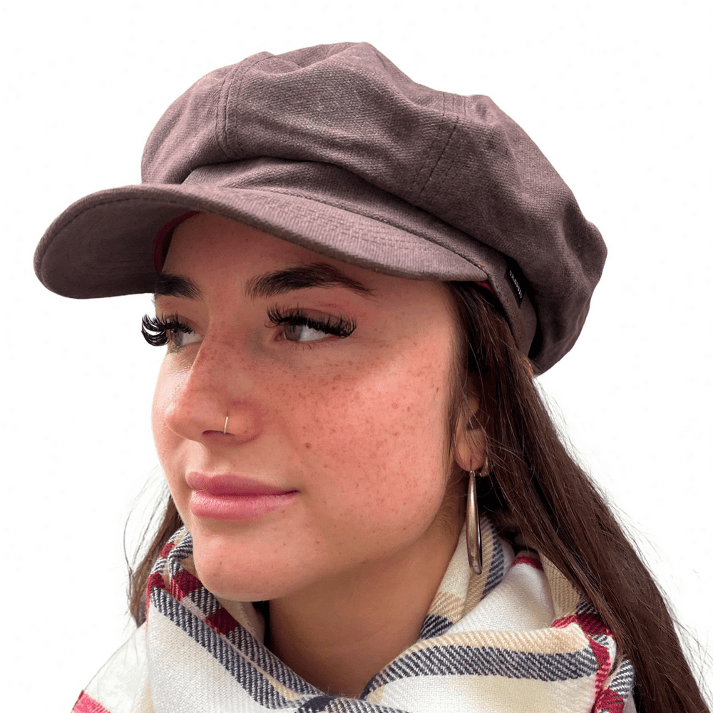 Baker Boy Hat Newsboy Cap Brown Waxed Cotton Showerproof Hat