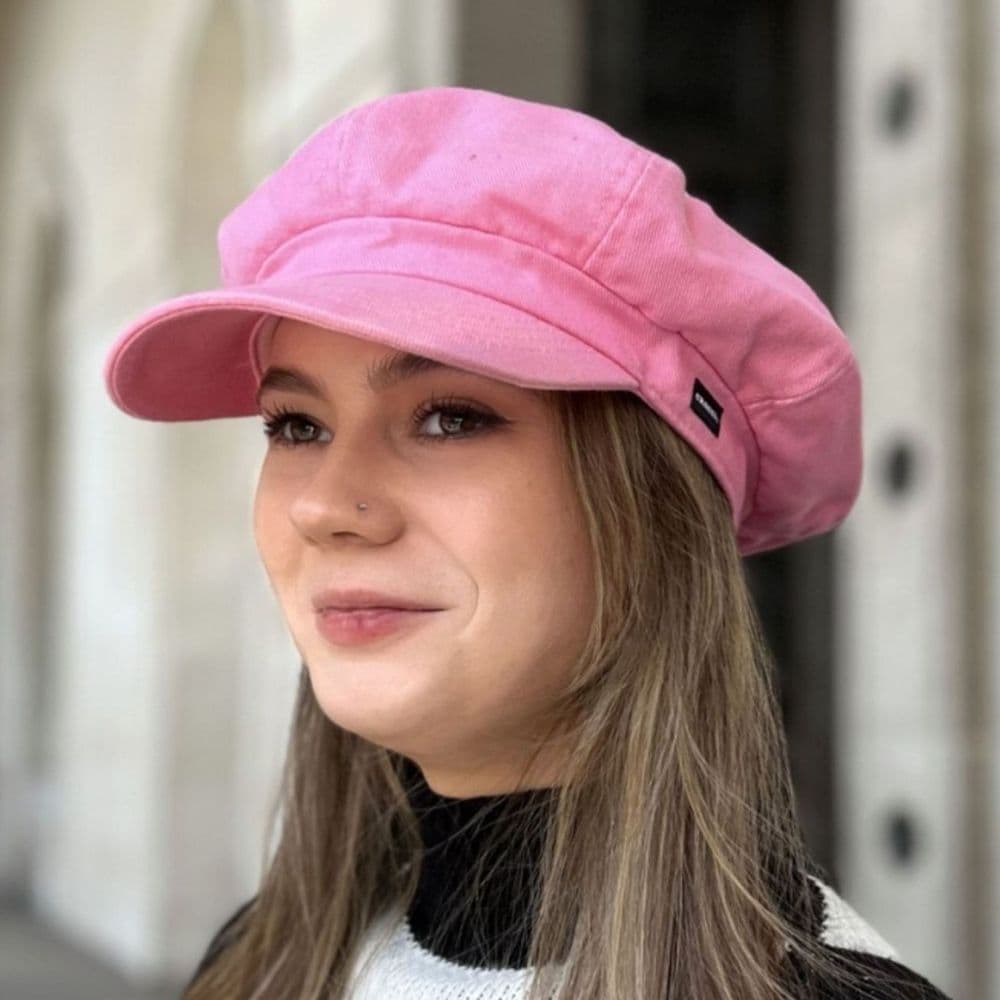 Denim Baker Boy Hat Pink Denim Newsboy Cap CRAGGI