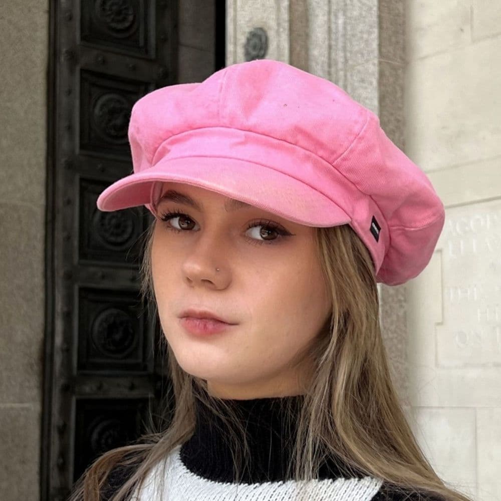 Denim Baker Boy Hat Pink Denim Newsboy Cap CRAGGI