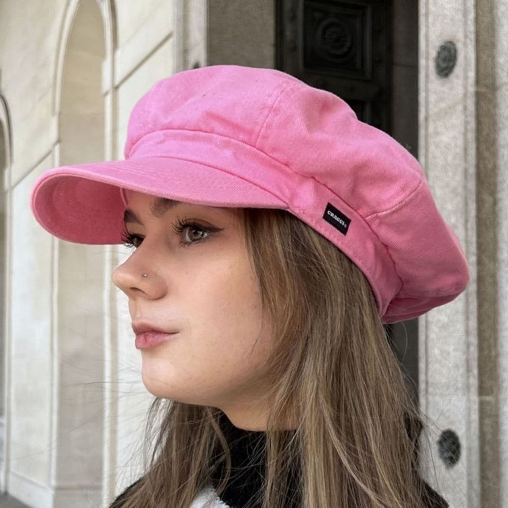 Denim Baker Boy Hat Pink Denim Newsboy Cap CRAGGI