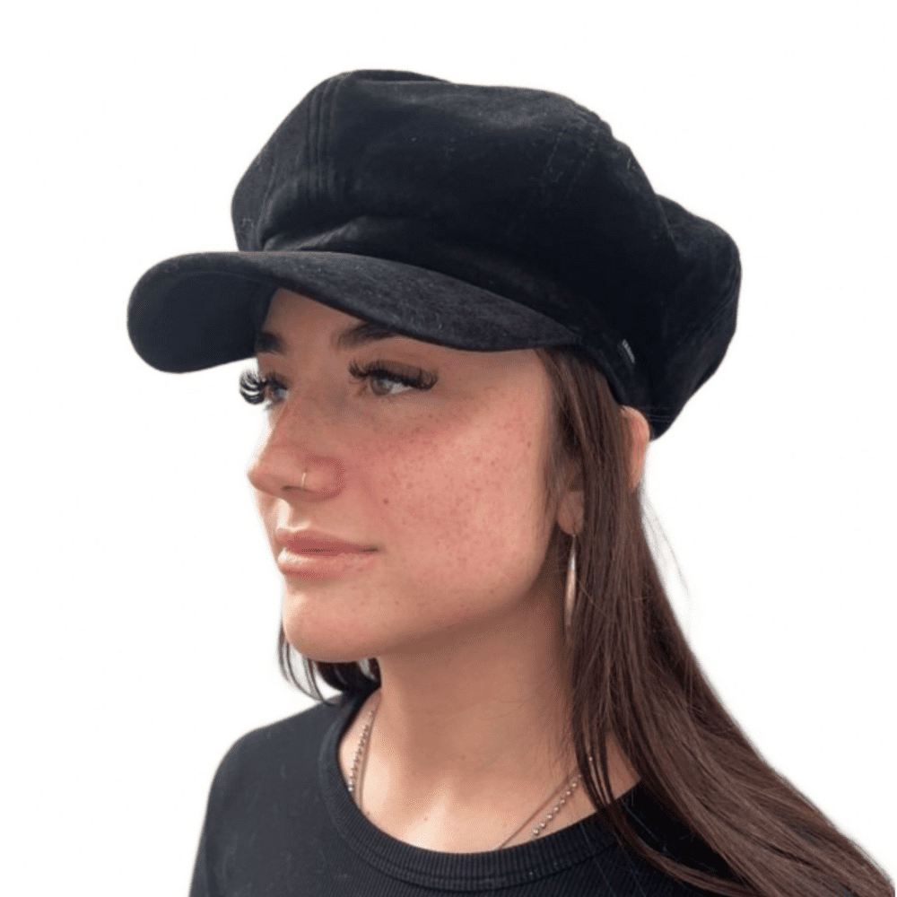 Velvet Baker Boy Cap Newsboy Hat Black Velvet Hat
