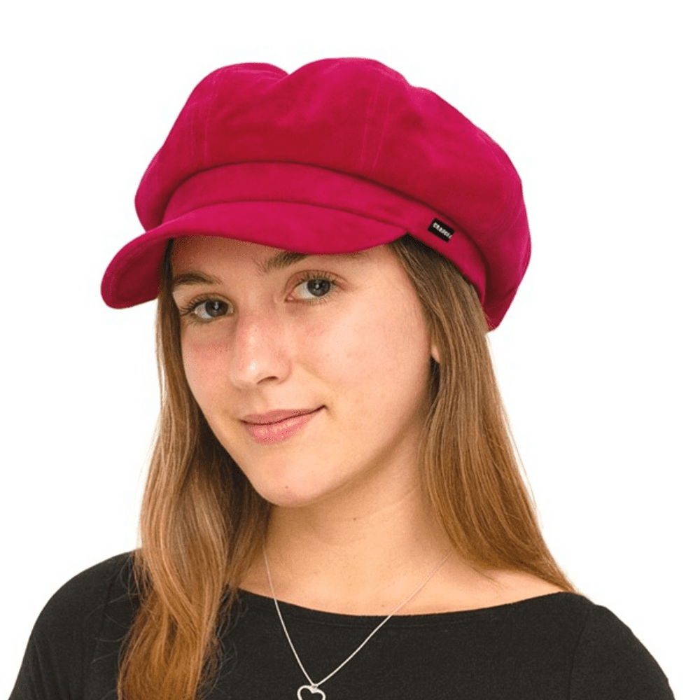 Velvet Baker boy Hat Pink Velvet Newsboy Cap by CRAGGI