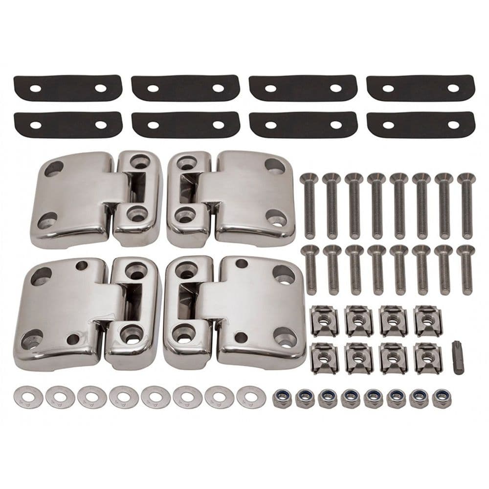 DEFENDER 90 SET OF 4 POLISHED STAINLESS STEEL FRONG DOOR HINGES KIT
