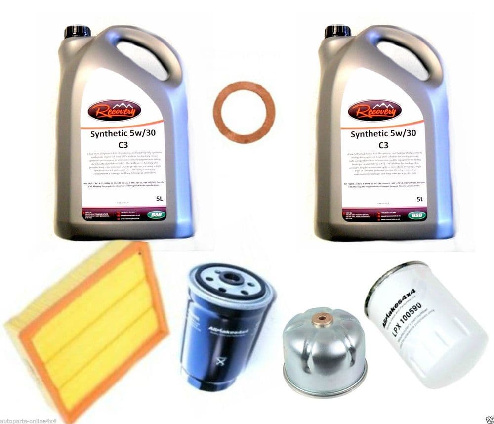 LAND ROVER DISCOVERY 2 TD5 SERVICE KIT INC 10 LITRES FULLY SYN 5W30 OIL ...