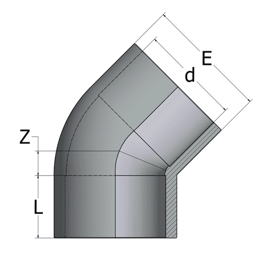 ABS 45 Degree Elbow Plain - Imperial - All sizes