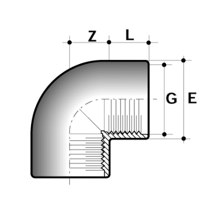 ABS 90 Degree Elbow Threaded Imperial / Inch