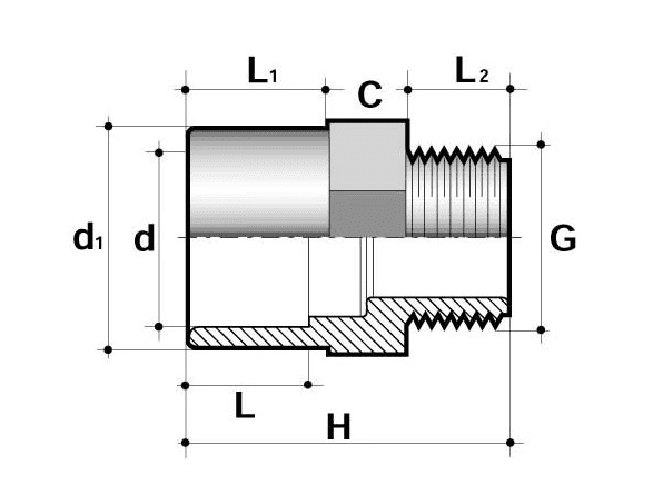 ABS Adaptor Female Plain / Male Plain / Male Threaded