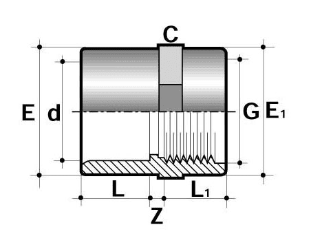 ABS Adaptor Male Plain / Female Threaded