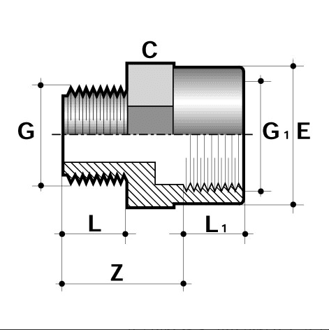 ABS Reducing Piece - Male/Female Threaded - Inch / Imperial
