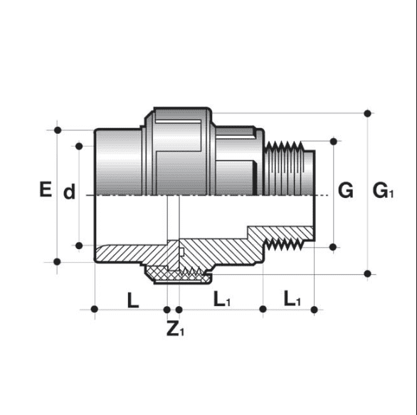 ABS Union Male Thread One End - Inch Imperial