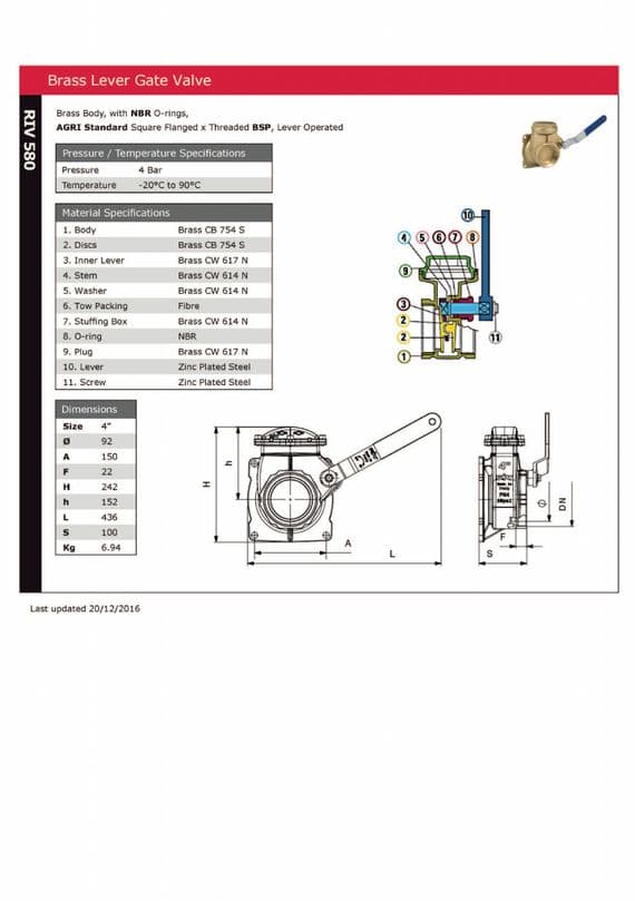 Brass Lever Gate Valve