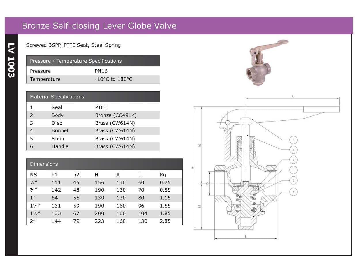 Bronze Self-closing Lever Globe Valve