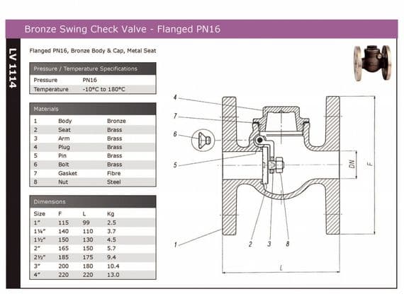 Bronze Swing Check Valve Flanged PN16