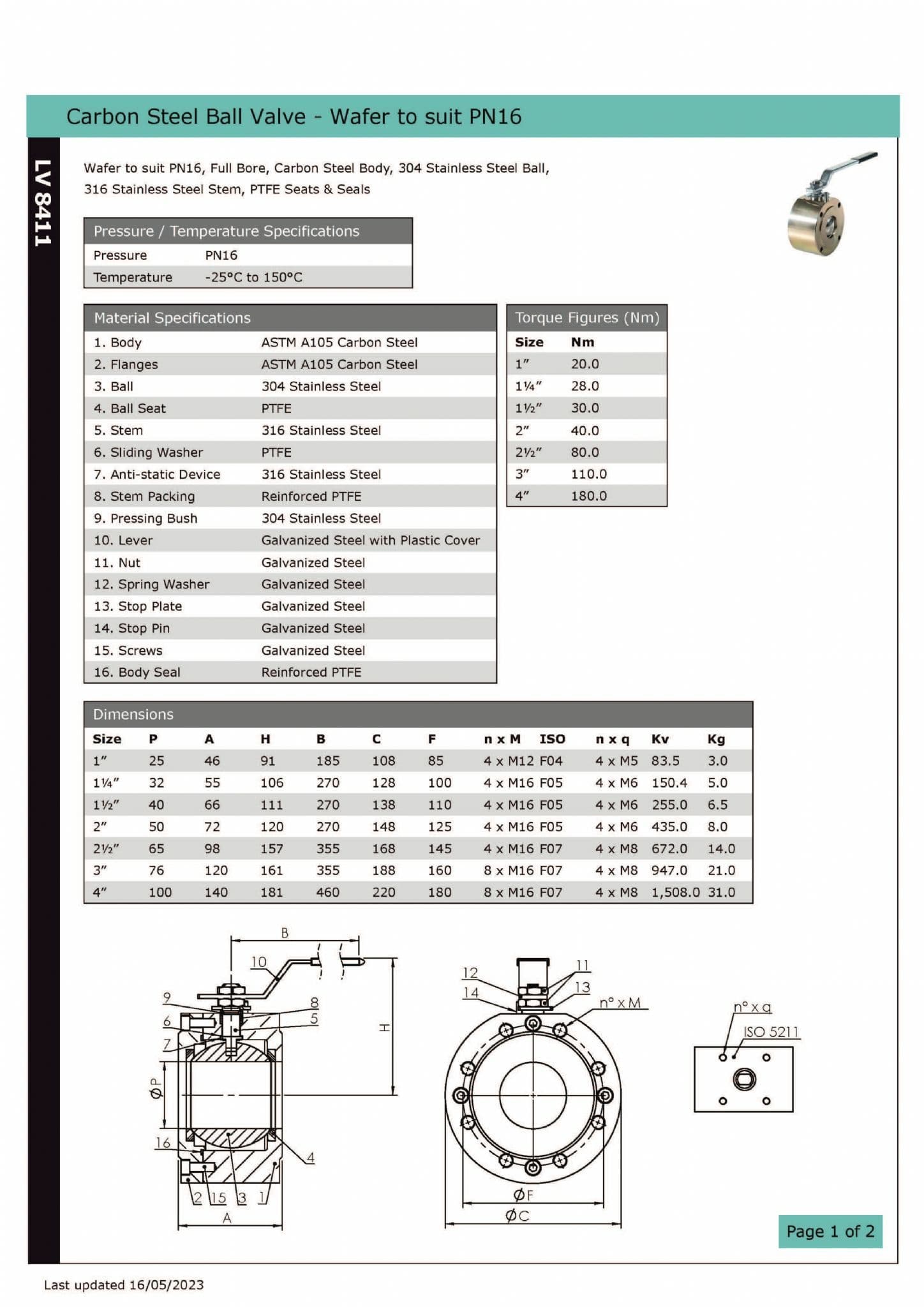 Carbon Steel Ball Valve Wafer to Suit PN16
