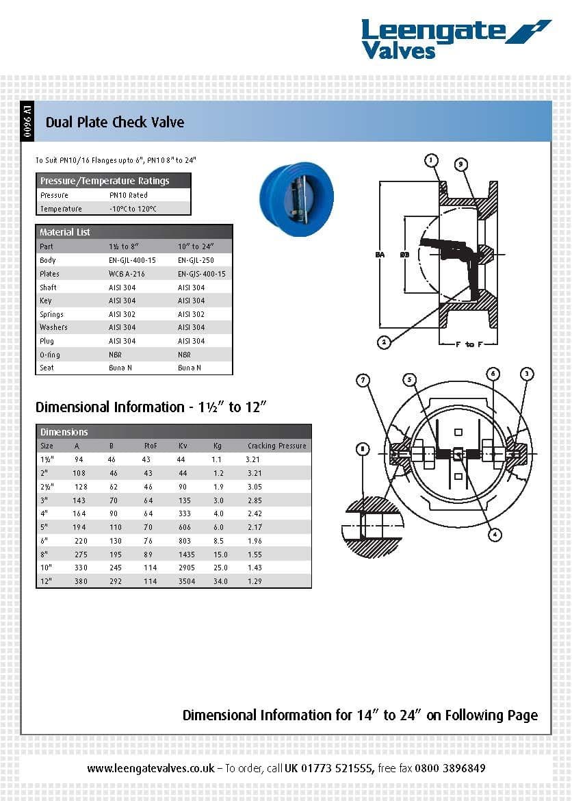 Dual Plate Check Valve NBR Seat