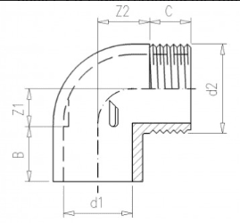 PVC 90 Degree Elbow - Male Thread One End Plain to Threaded BSP Metric ...