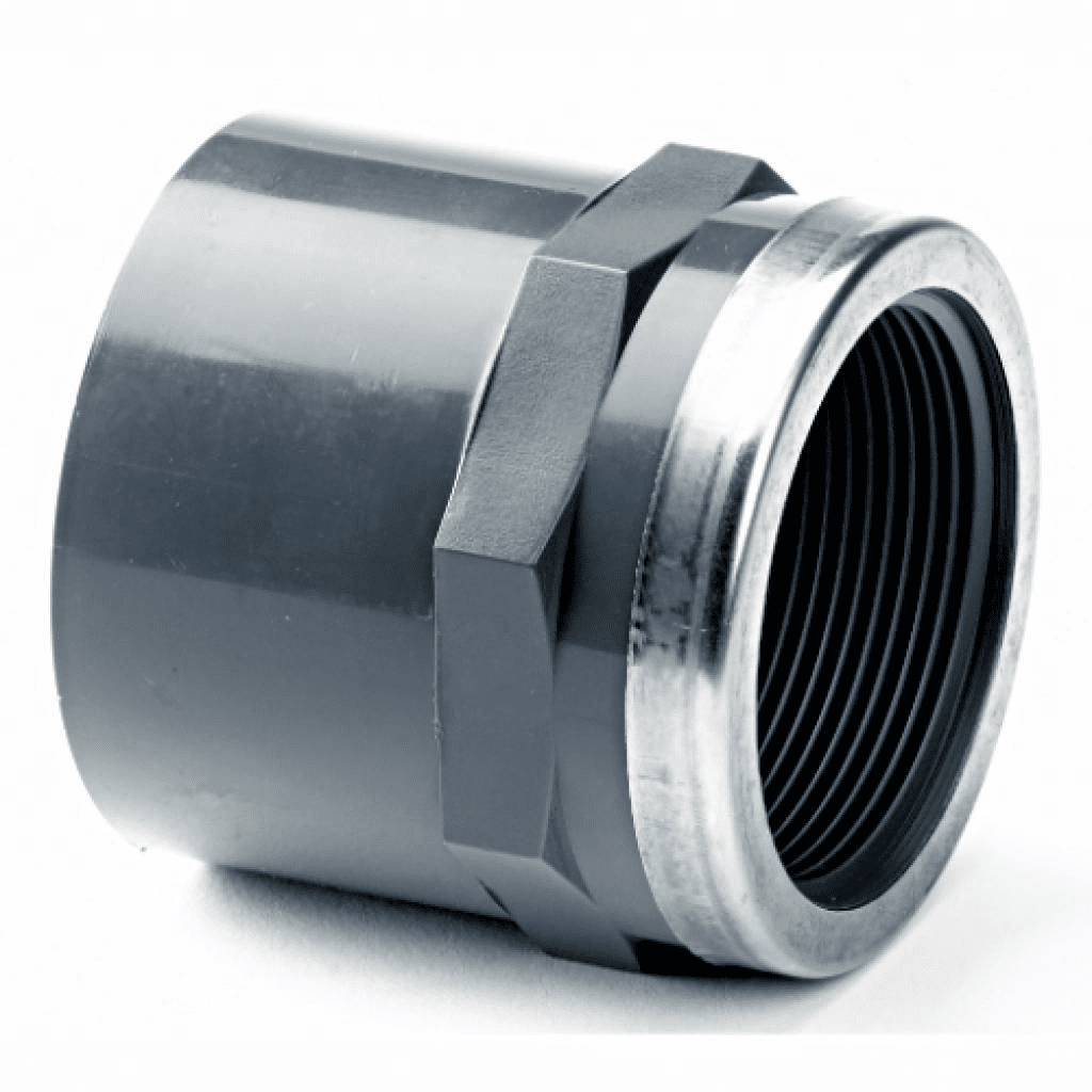 PVC-U Socket Plain to Threaded S/S Reinforced Imperial / Inch- All sizes