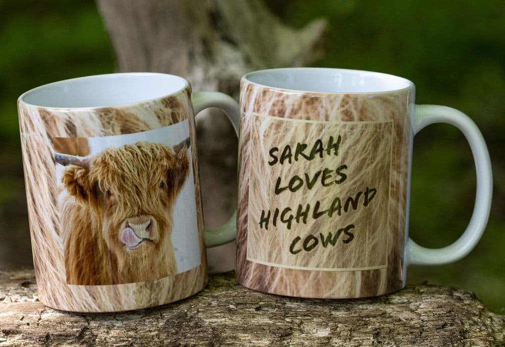 Licky Cow Personalised HIghland Cow Mug with your own message