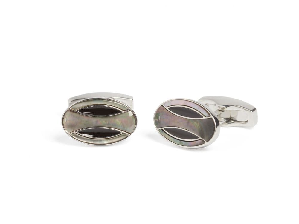 Deco Curve Grey MoP Cufflinks