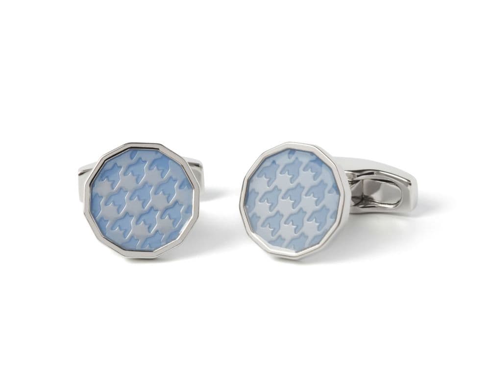 Dogtooth Enamel Cufflink Light Blue