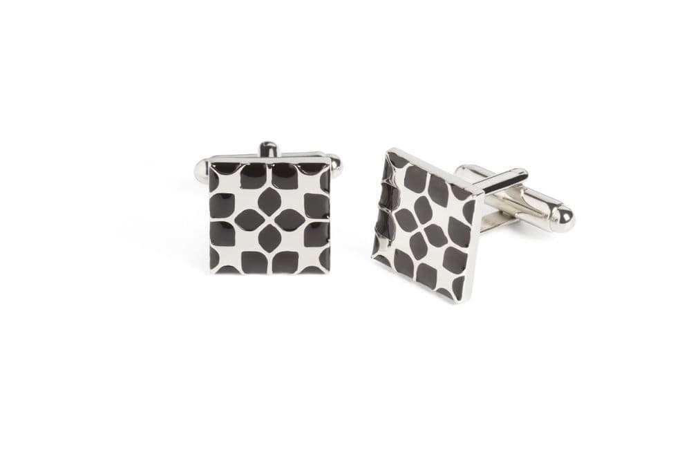 Simon Carter West End Floral Square Black Cufflink