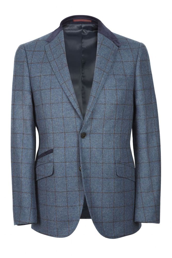 Simon Carter Blue Windowpane Check Jacket
