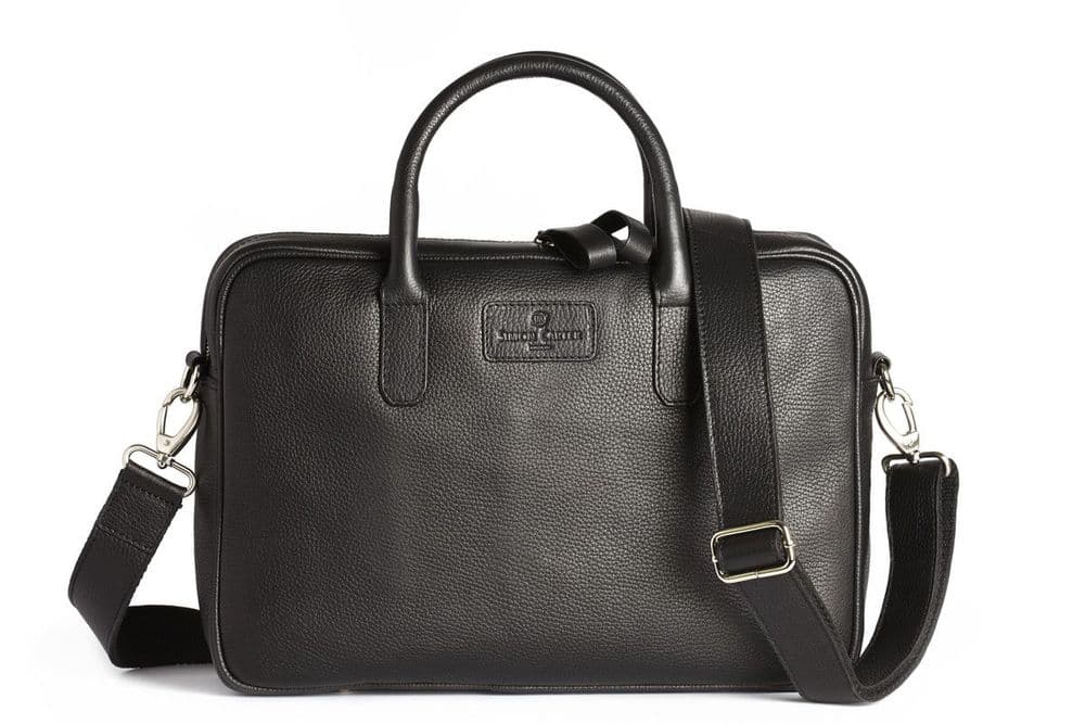 Simon Carter Hove Black Leather Laptop Bag
