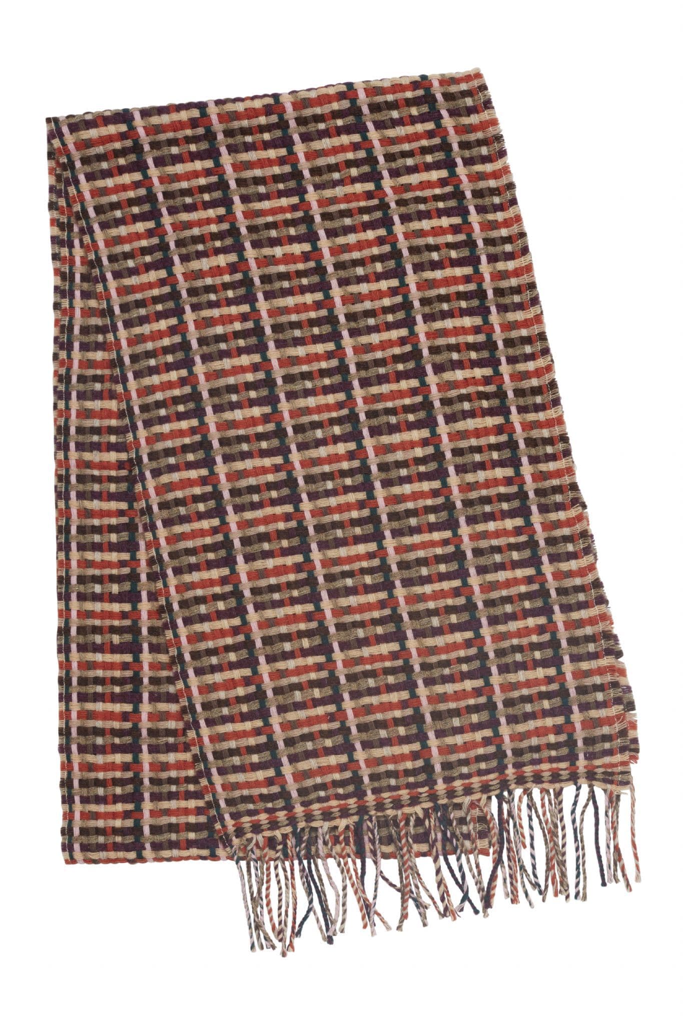 Simon Carter Merino Wool Basket Weave Scarf Autumn Sands