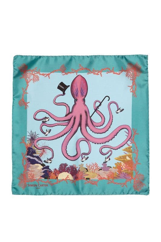 Simon Carter Octopus Silk Pocket Square