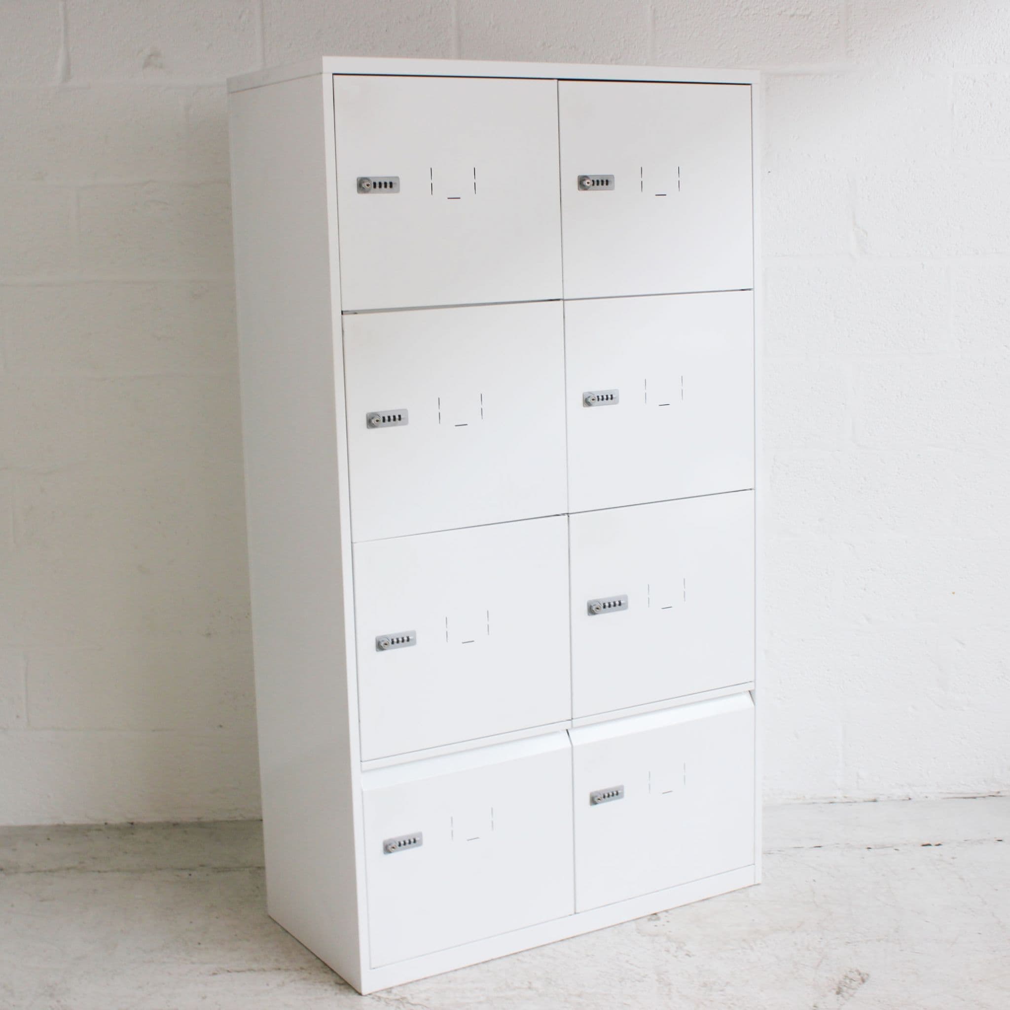 6 Door Locker with 2 pull out drawers and Combination Locks | White ...