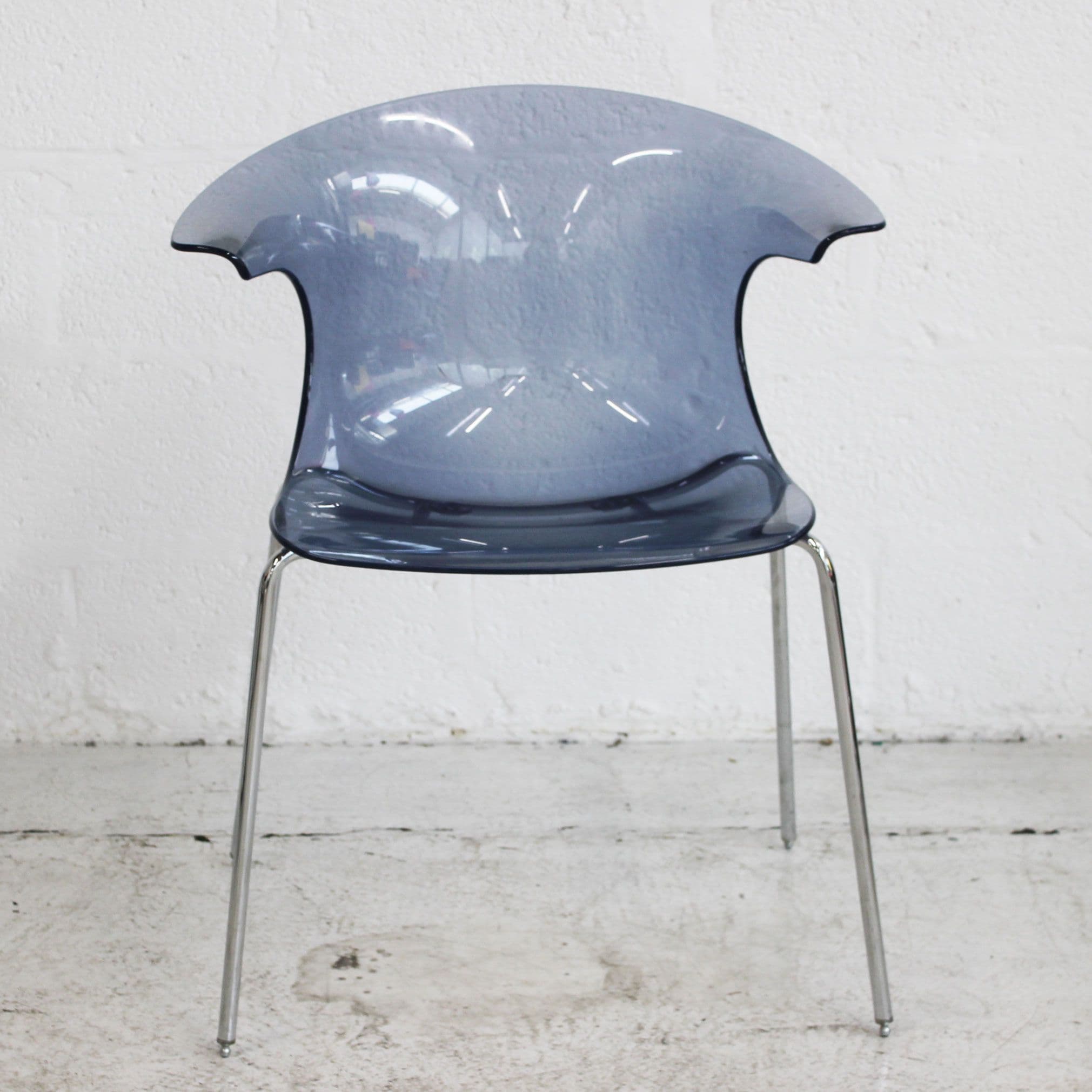 Acrylic Canteen Chair – Blue | Transparent Chair | Blue Plastic Chair