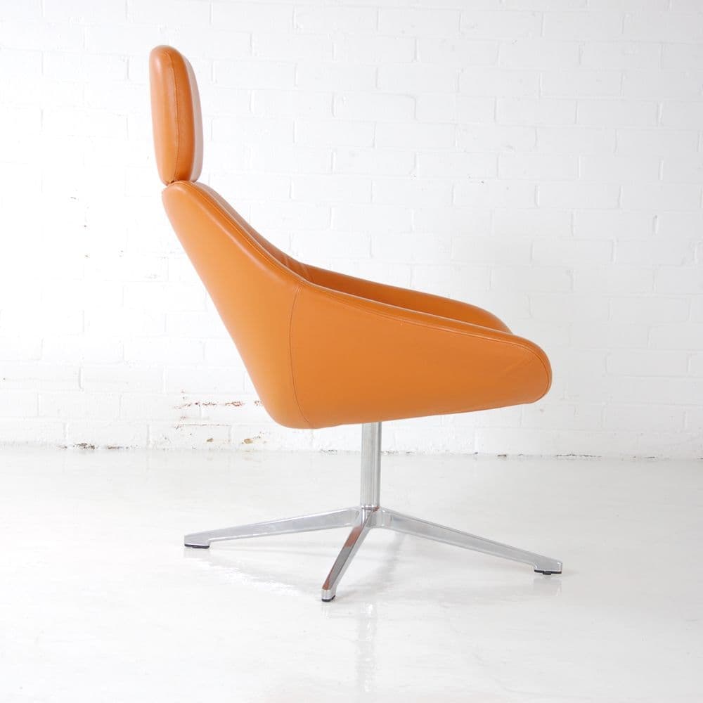 Allermuir Open Lounge Chair A641 | Orange Soft Seat | Leather Lounge Chair