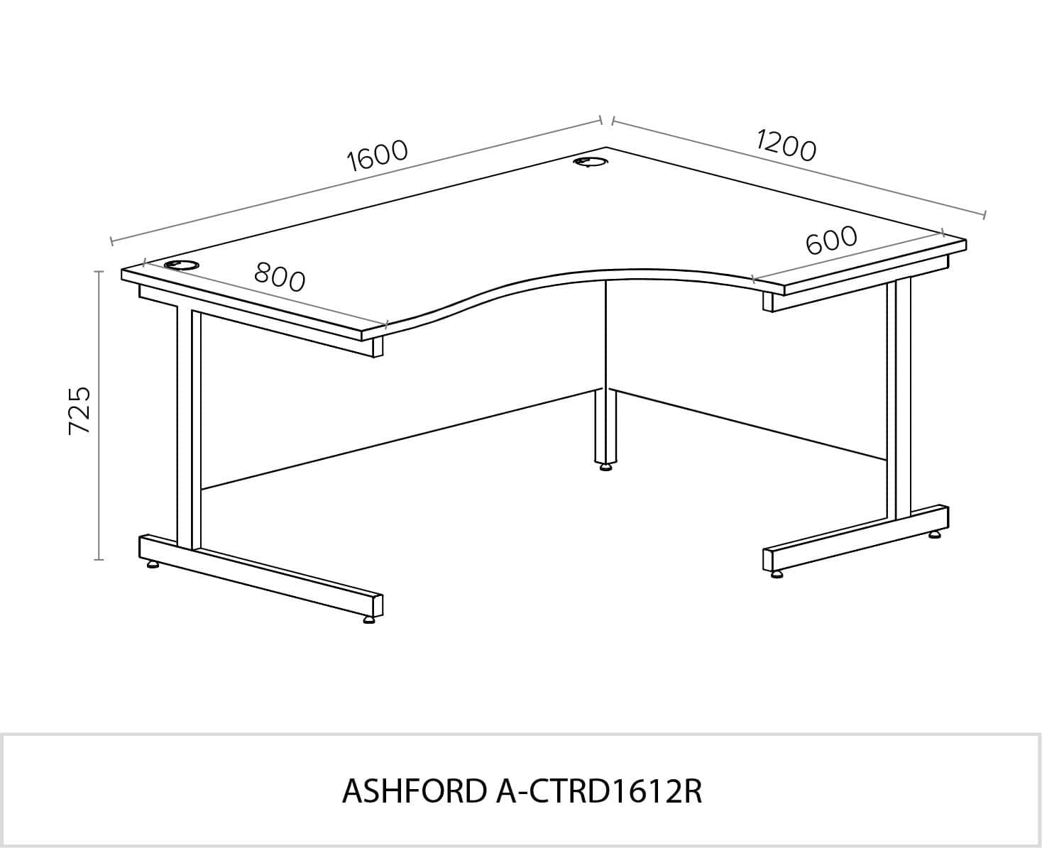 Ashton Radial Desk | Radial Desk Workstation in MFC Finish | Cantilever ...