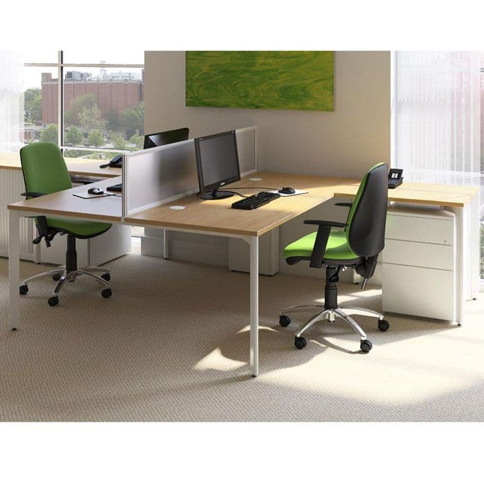 Bench Desk Radial With Modesty Panel | corner desk | white l shaped desk