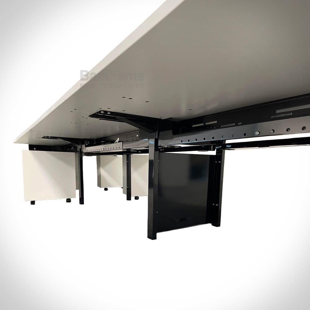 Bench Desk in White with Wire Managed Black Box-Leg Frame | Rectangular ...