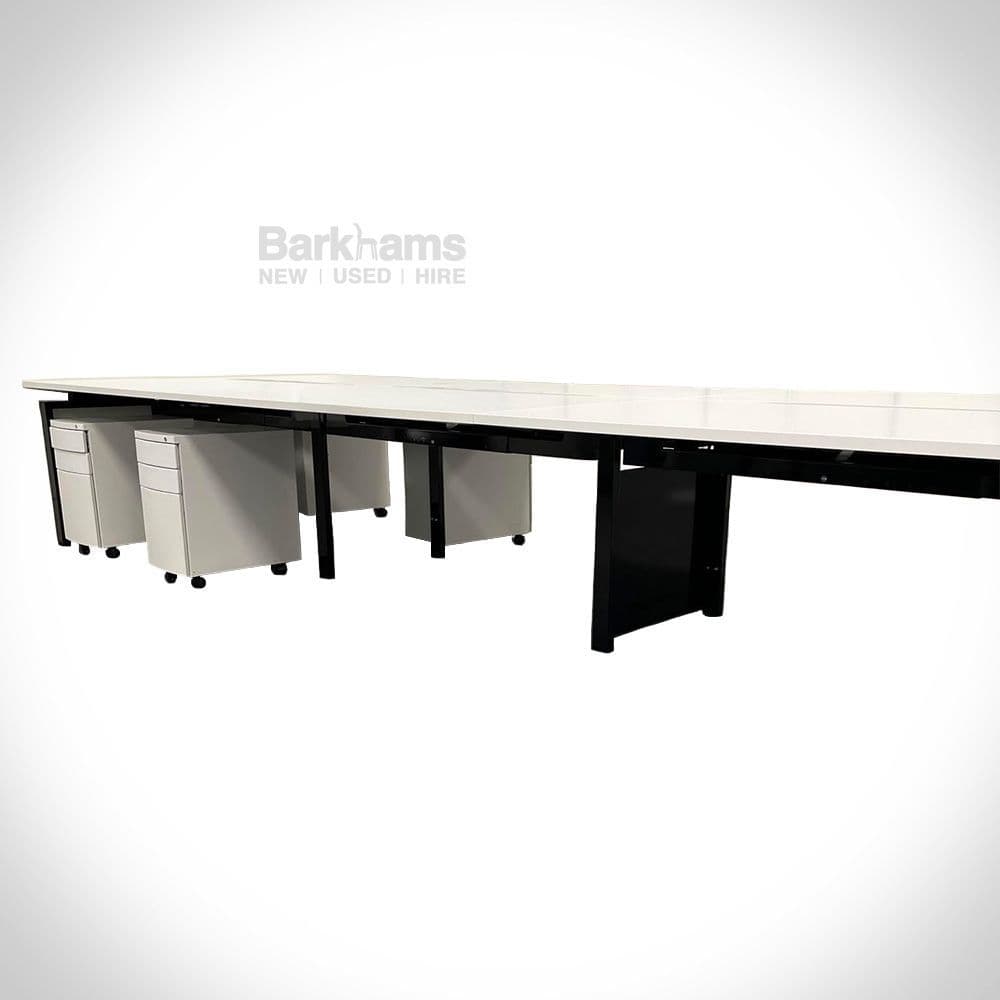 Bench Desk in White with Wire Managed Black Box-Leg Frame | Rectangular ...